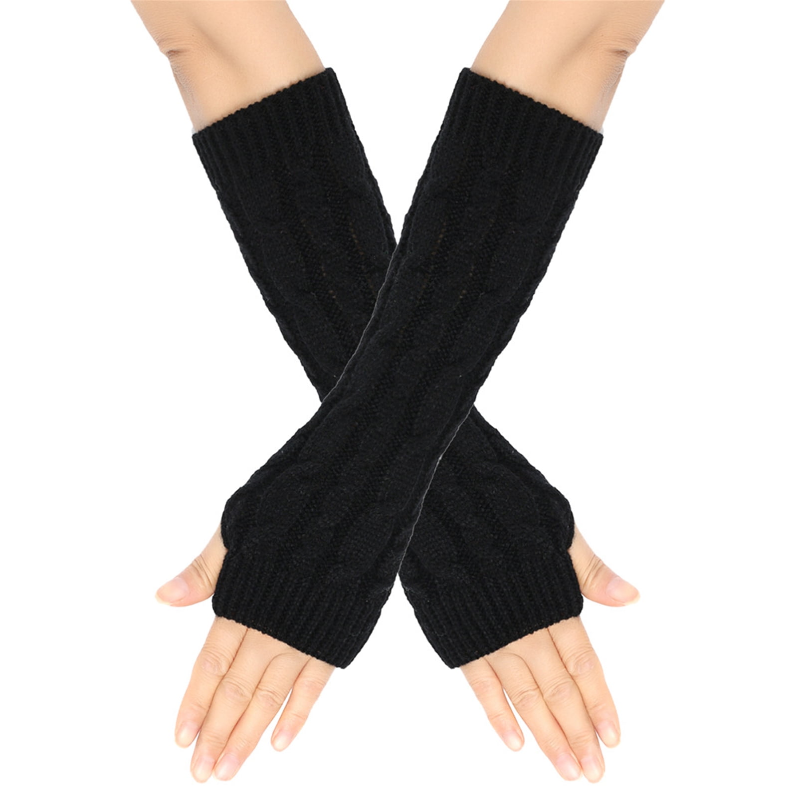 2pack Women's Knitted Arm Warmers Half Fingerless Sleeves Soft Arm ...