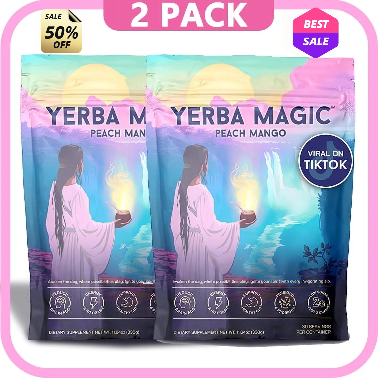 2pack Yerba Mate Instant Tea Powder, 3-in-1 Super Drink | Yerba Magic ...