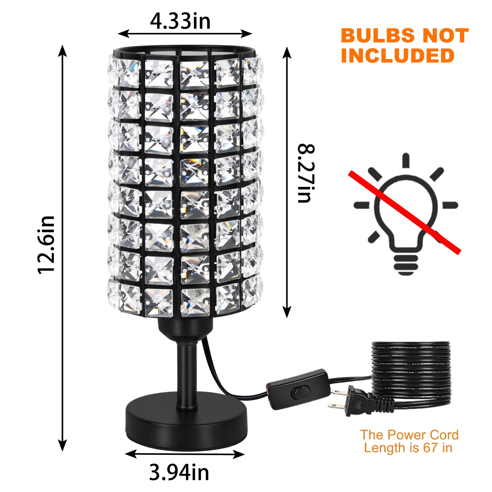 2pack crystal table lamp black crystal lamp 2-piece set small crystal ...