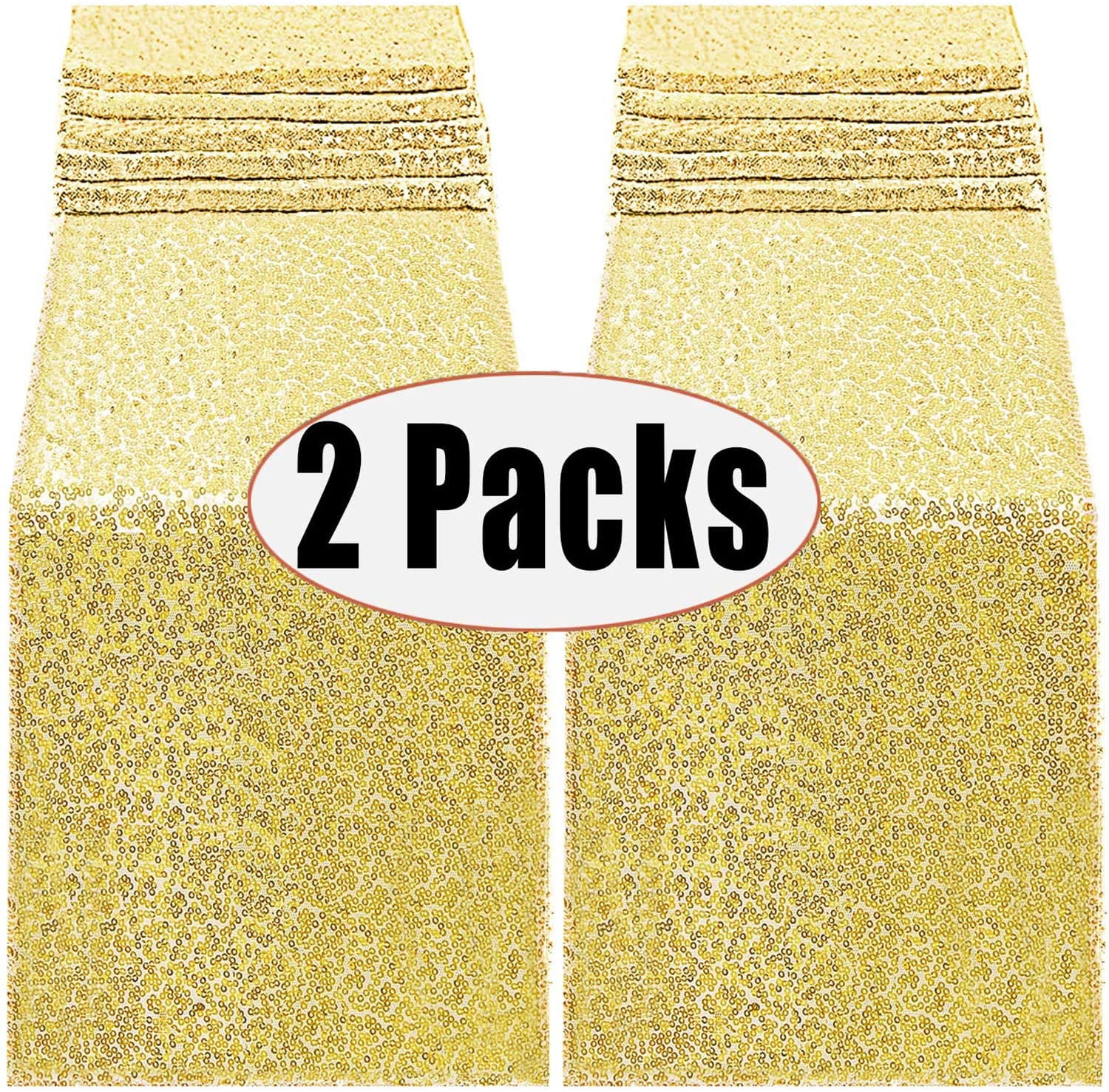 2packs 12 x 108inch Glitter Gold Sequin Table Runner for Birthday ...