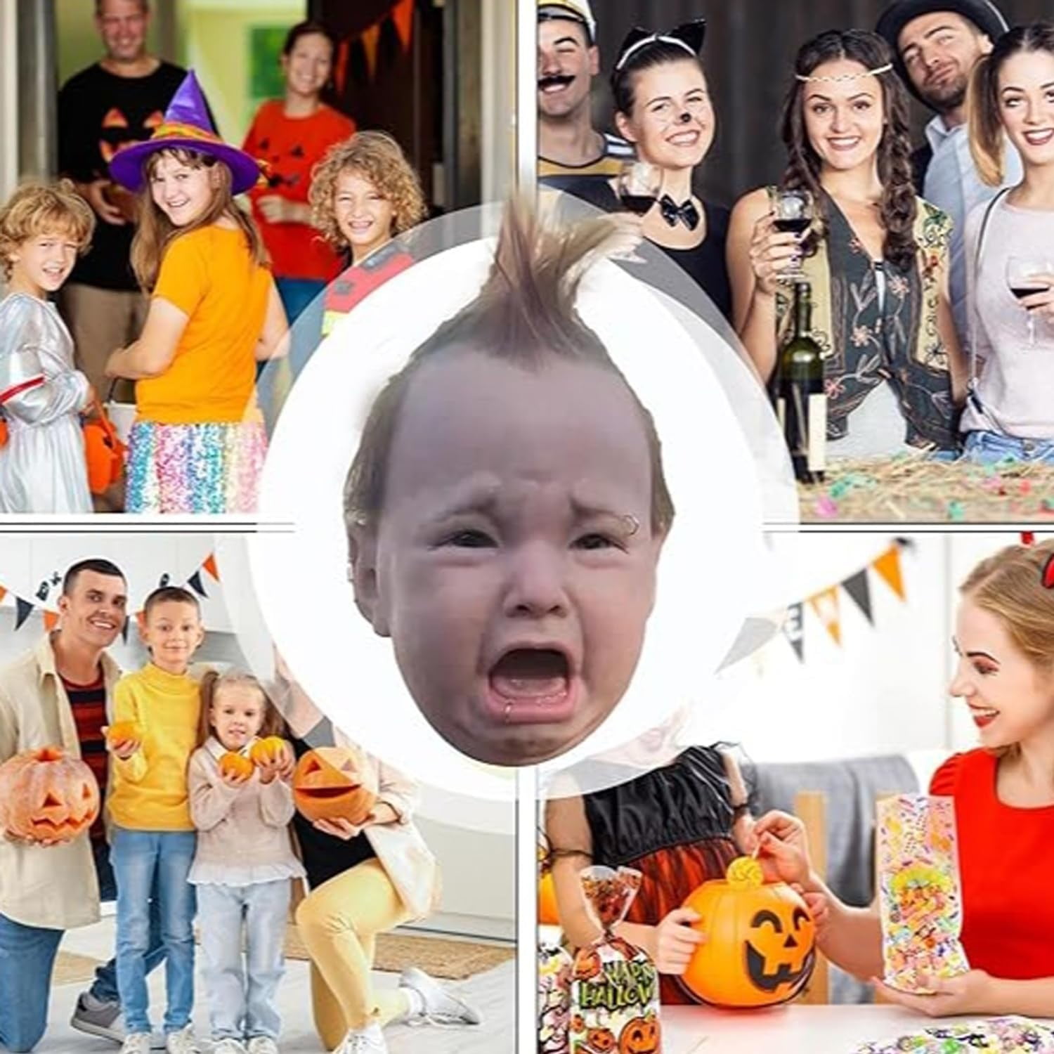 2packs Mask,Crying Punk Baby Creepy And Hilarious Latex Head Party ...