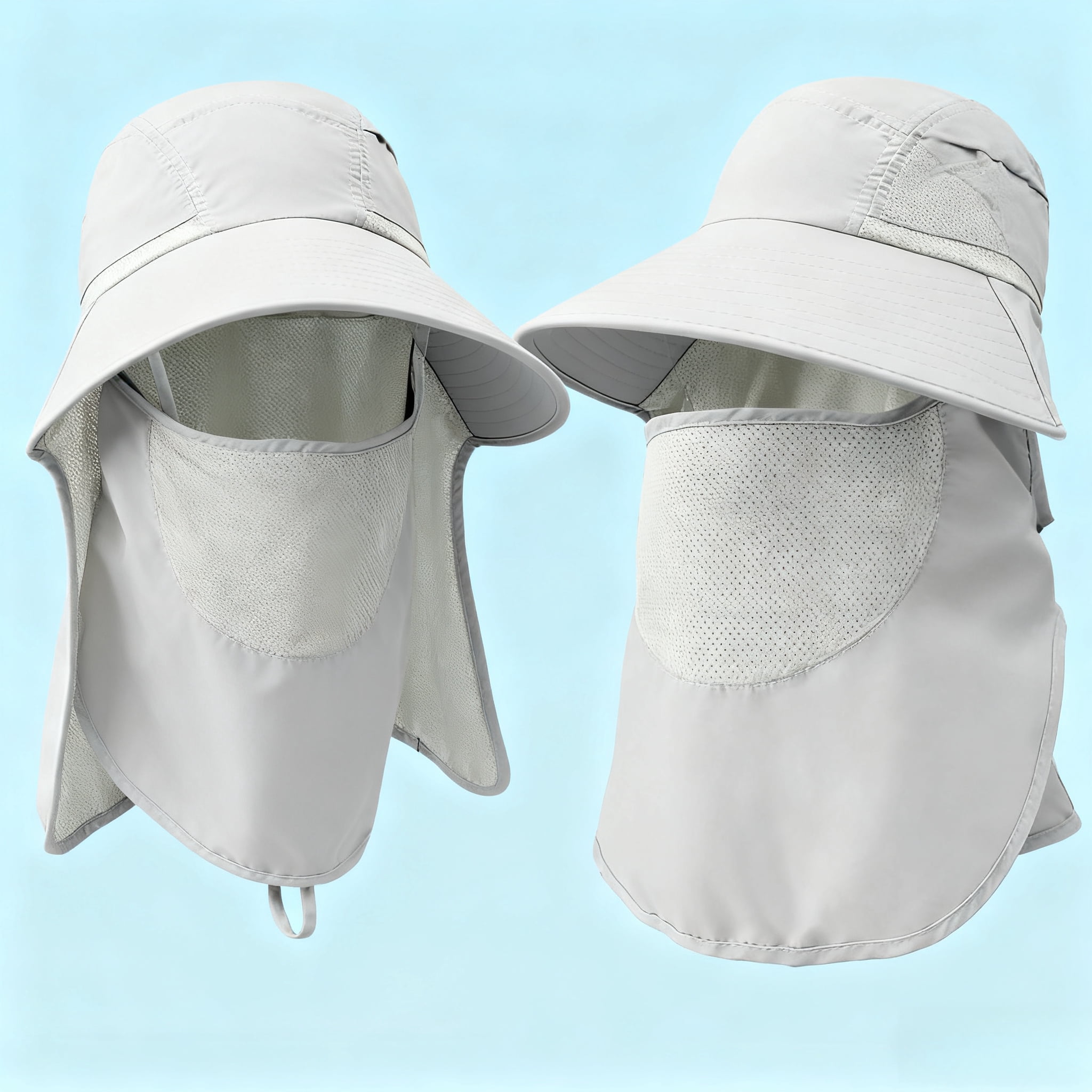 2packs Sun Hats for Men Women Detachable Face Cover Wide Brim Fishing ...