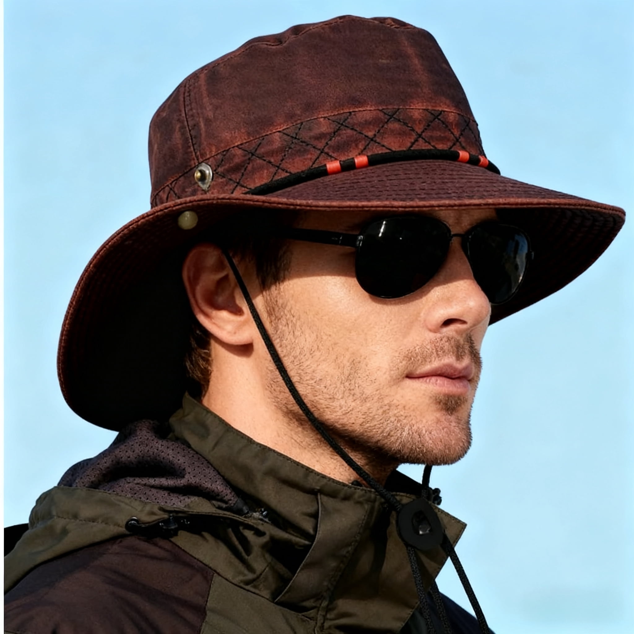 2packs Vintage Cowboy Sun Bucket Hats for Men Women UPF 50+ Wide Brim ...