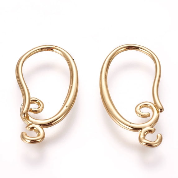 2pairs Brass Earring Hooks with Horizontal Loop Golden 19x10.5x1.5mm ...