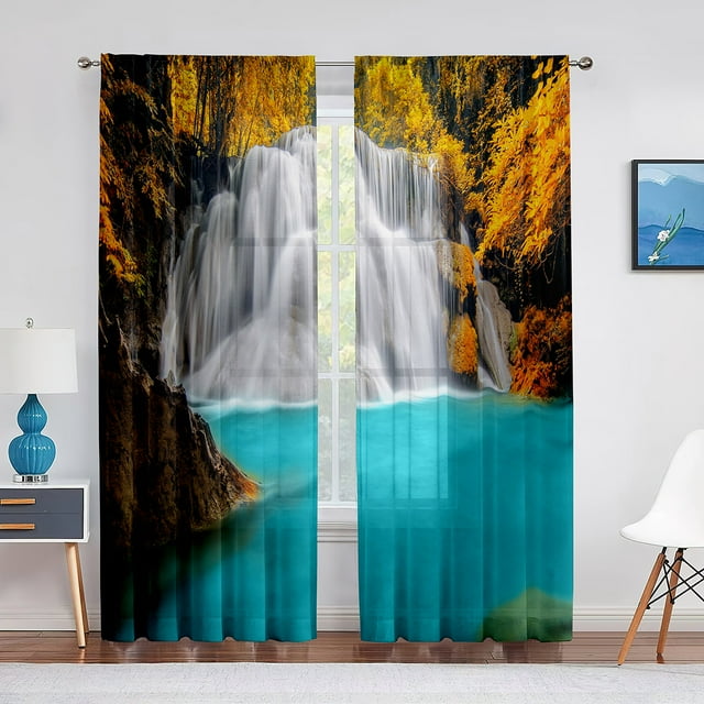 2panels Waterfall with Nature Landscape Theme Forest River Thin ...