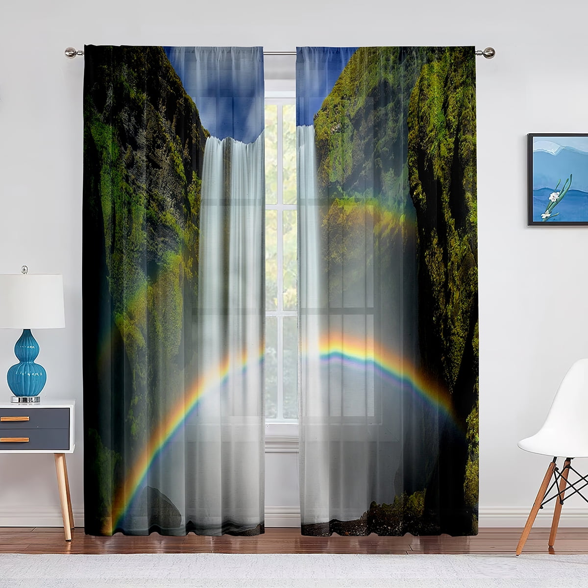 2panels Waterfall with Nature Landscape Theme Green Forest River ...