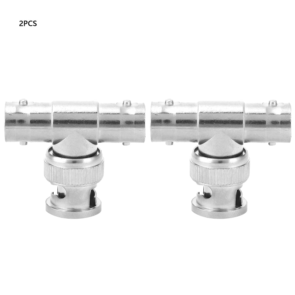 2pc 1-2 T Shape BNC Adapter Male to Dual Female T BNC Connector Adapter Splitter - Walmart.com