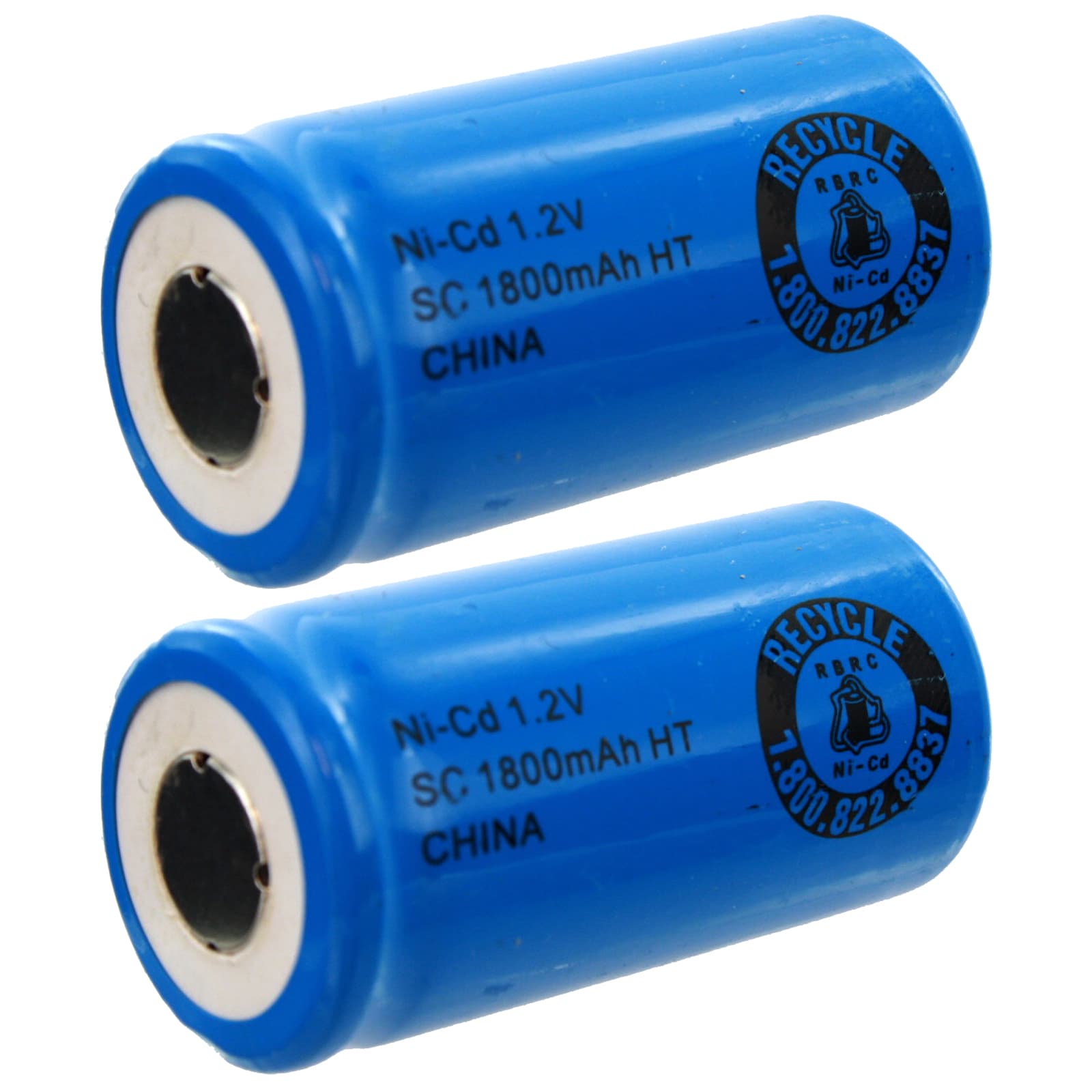 2pc 1.2V SubC 1800mAh NiCD Rechargeable High Temp Flat Top Batteries - Walmart.com