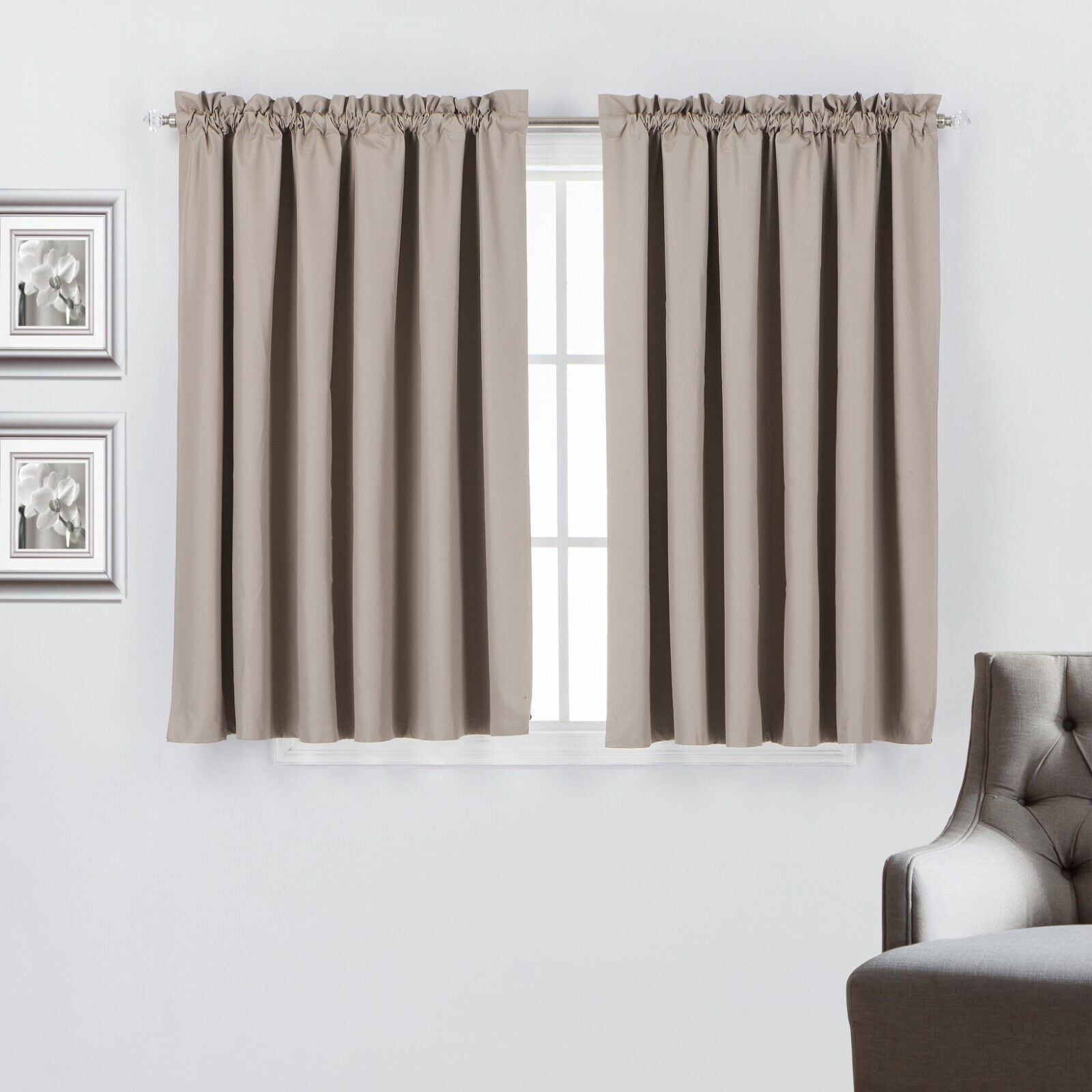 "2pc 100% Blackout Thermal Insulated Rod Pocket Window Curtains, 52""W ...