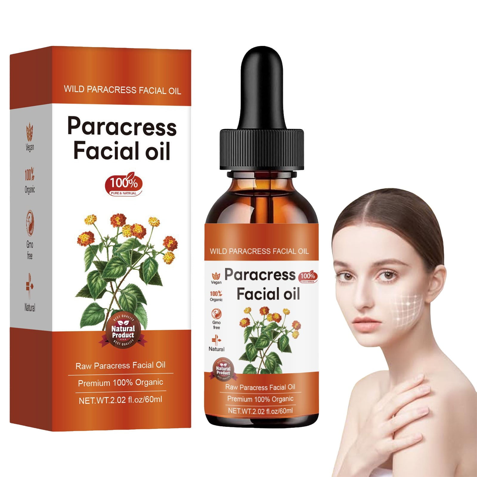 2pc 100% Pure Organic Paracress Facial Oil Anti-Aging Moisturizing ...