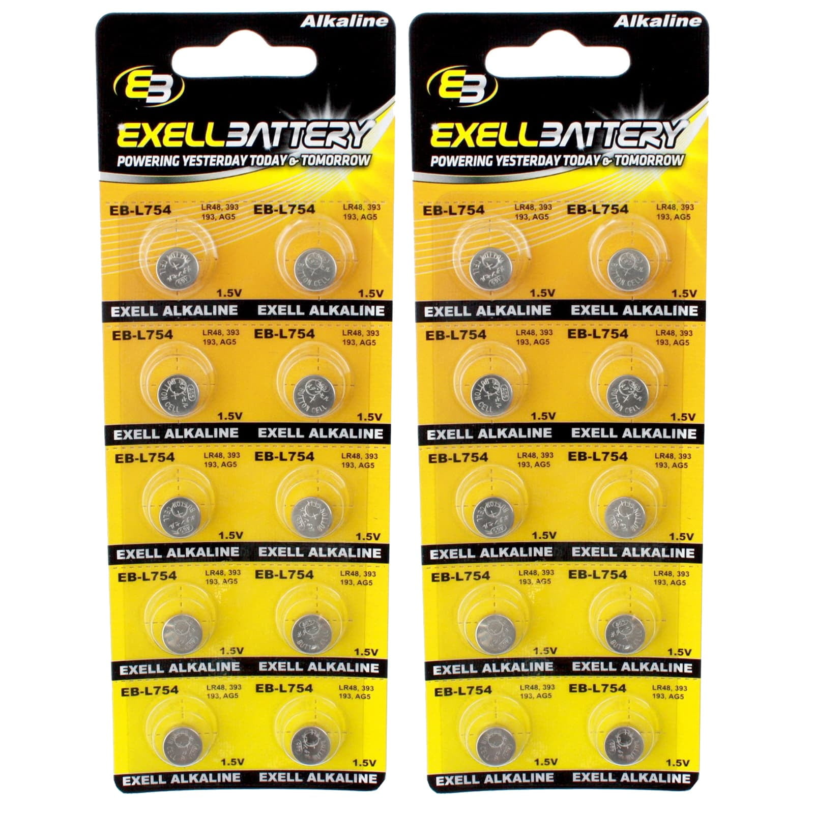 Exell EB-L754 Alkaline 1.5V Watch Battery 10pk, Compatible with AG5 393 ...