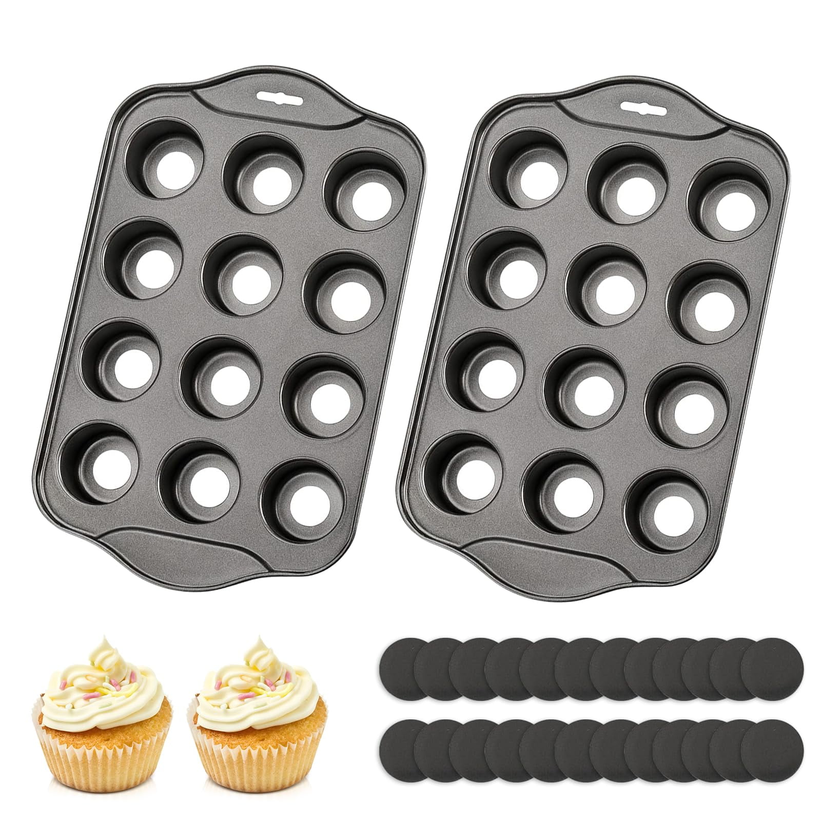 2pc 12-Cavity Mini Cheesecake Pans – Nonstick with Removable Bottom ...