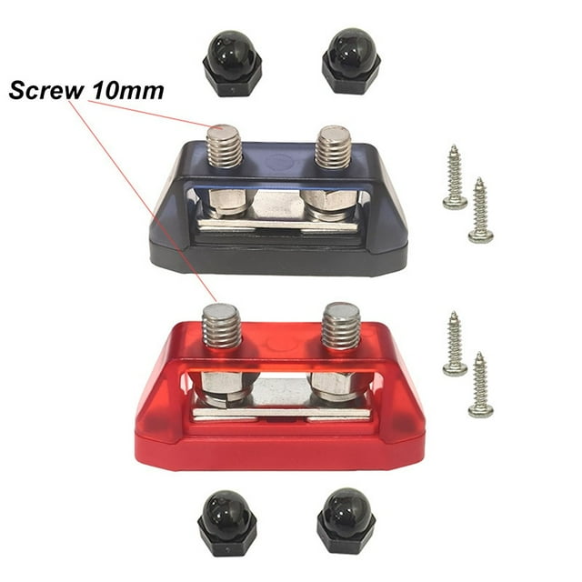 2Pc 12V-48V Dc Bus Bar Distribution Block with Dual Studs Terminals Block M8/M10 M10 - Walmart.com