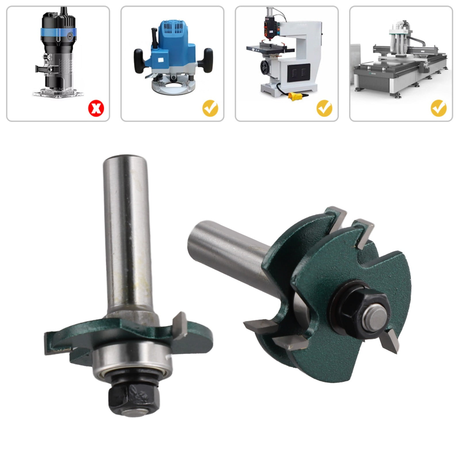 2pc 12mm Shank Straight Bit Carbide Router Bits Square Tooth Tenon ...