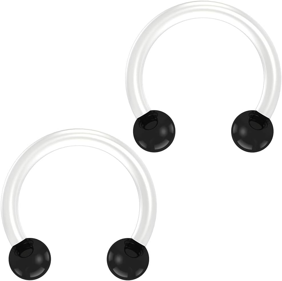 2pc 14g Flexible Circular Barbell Horseshoe Septum Ring Bioplast ...