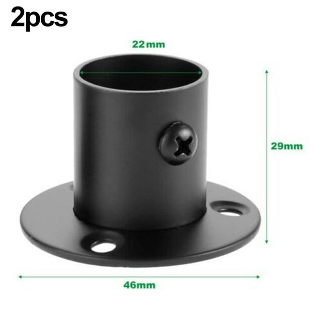 2pc 19-32mm Steel Wardrobe Bracket Flange Rail Rod Pole Socket End ...