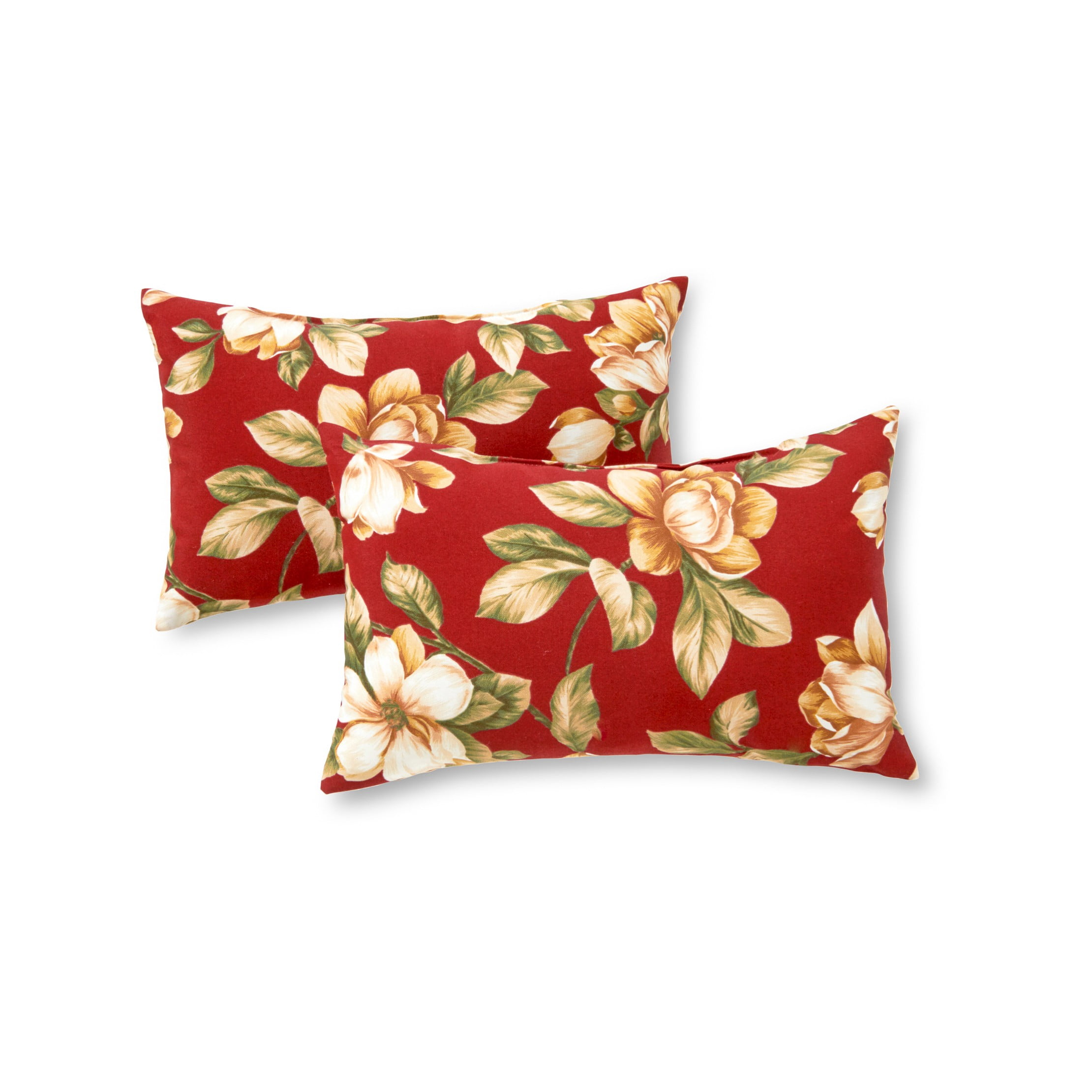 2pc 19"x12" Rectangular Outdoor Lumbar Pillows Roma Floral: UV ...