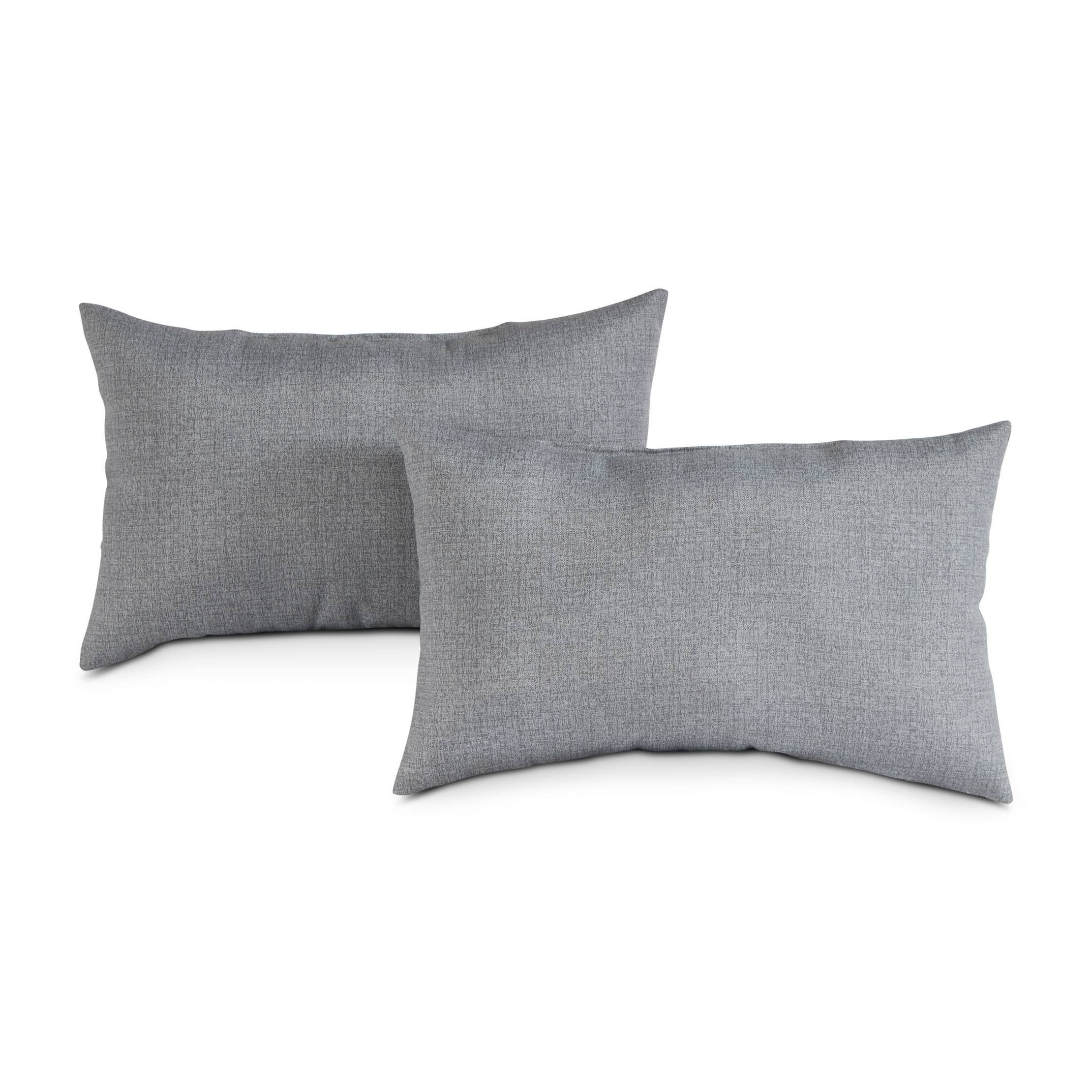 2pc 19"x12" Solid Rectangular Outdoor Lumbar Pillows Heather Gray ...