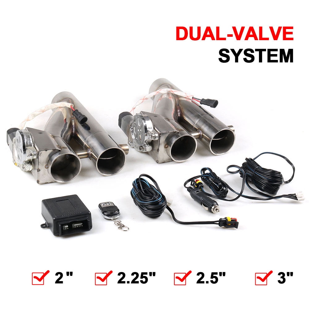 2pc 2 2.25 2.5 3" 63mm Exhaust Control Cut Out Dual Valve Electric Y ...