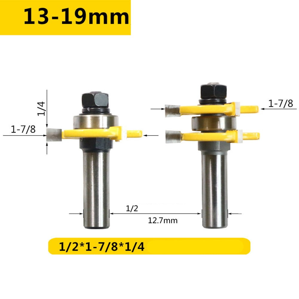 2pc /2 /4 Shank Tongue Groove Joint Assembly Router Bit Set Wood ...