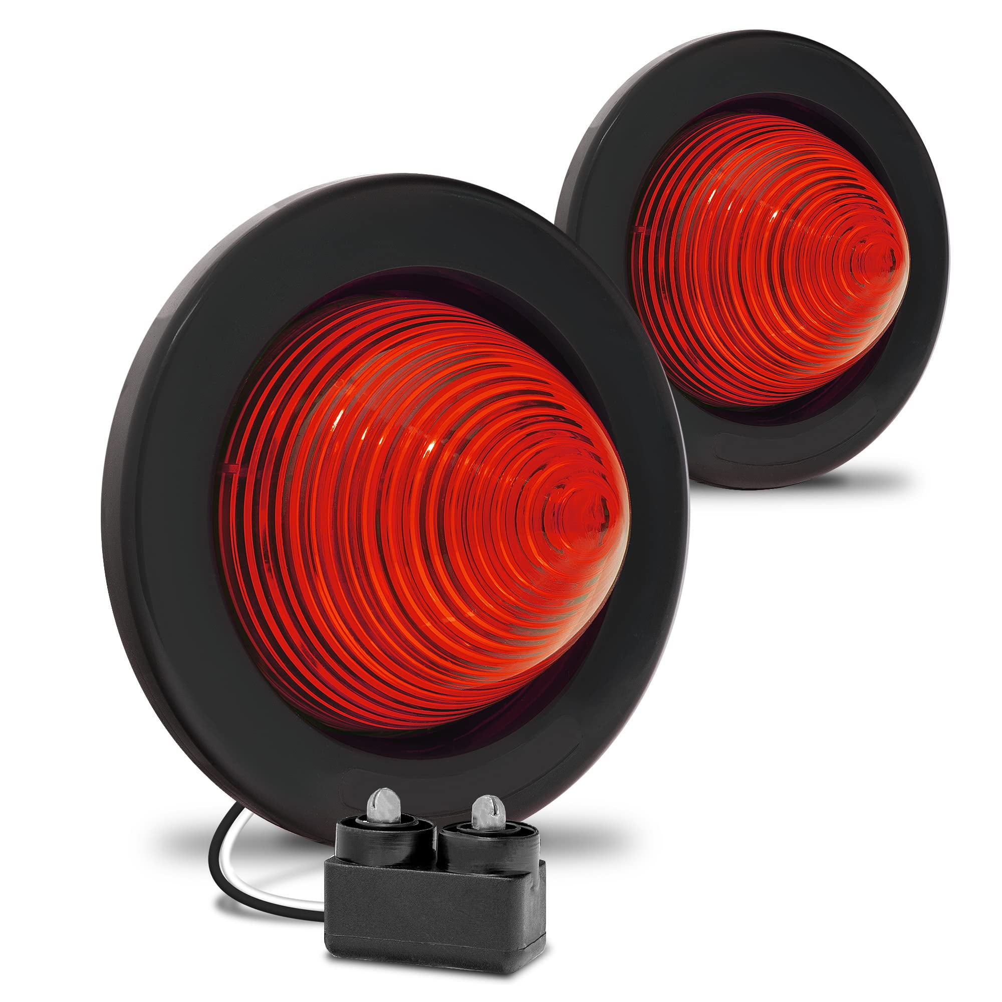 2pc 2.5" Round Red Beehive LED Trailer Marker Light [DOT FMVSS 108 ...