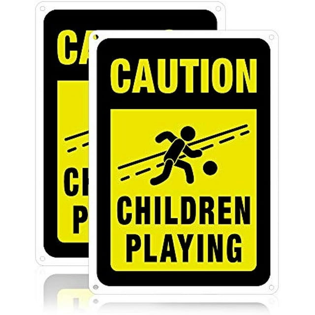 2pc 2 Pack Children Playing Caution Sign30 Mil Aluminum Security ...
