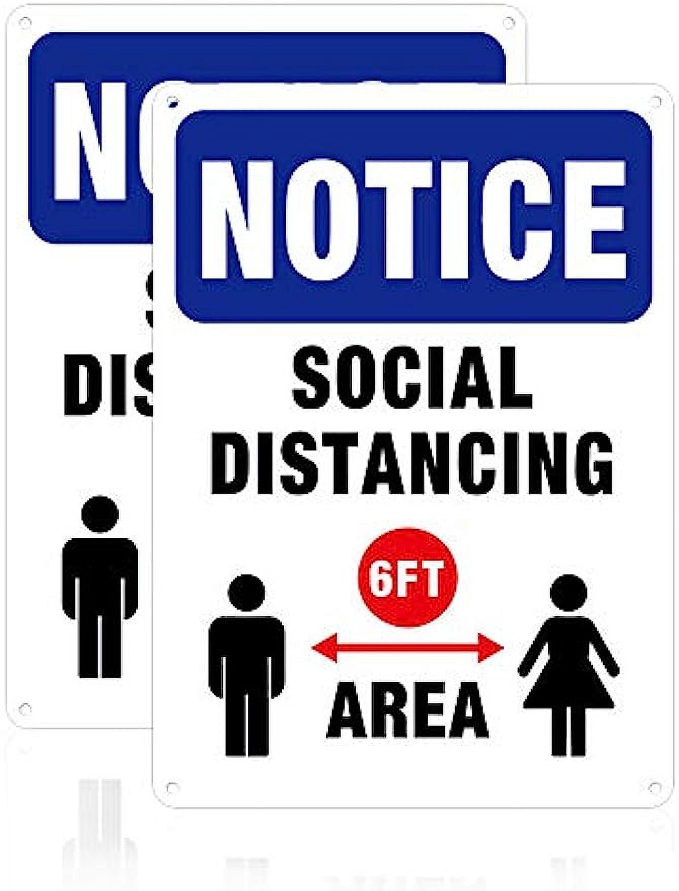 2pc 2 Pack Notice Social Distancing 6 feet Warning Signs 30 Mil ...