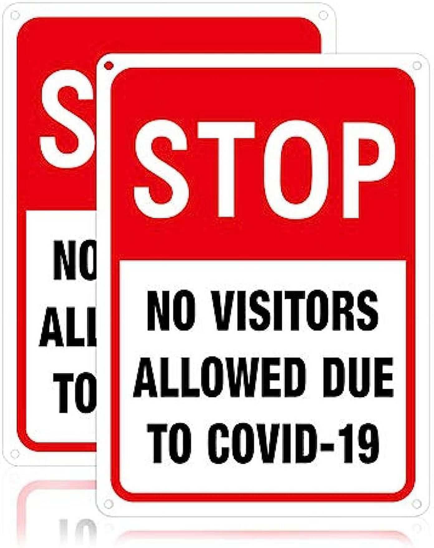 2pc 2 Pack Visitors Stop Warning Signs 7x10 inches 30 Mil Aluminum No ...