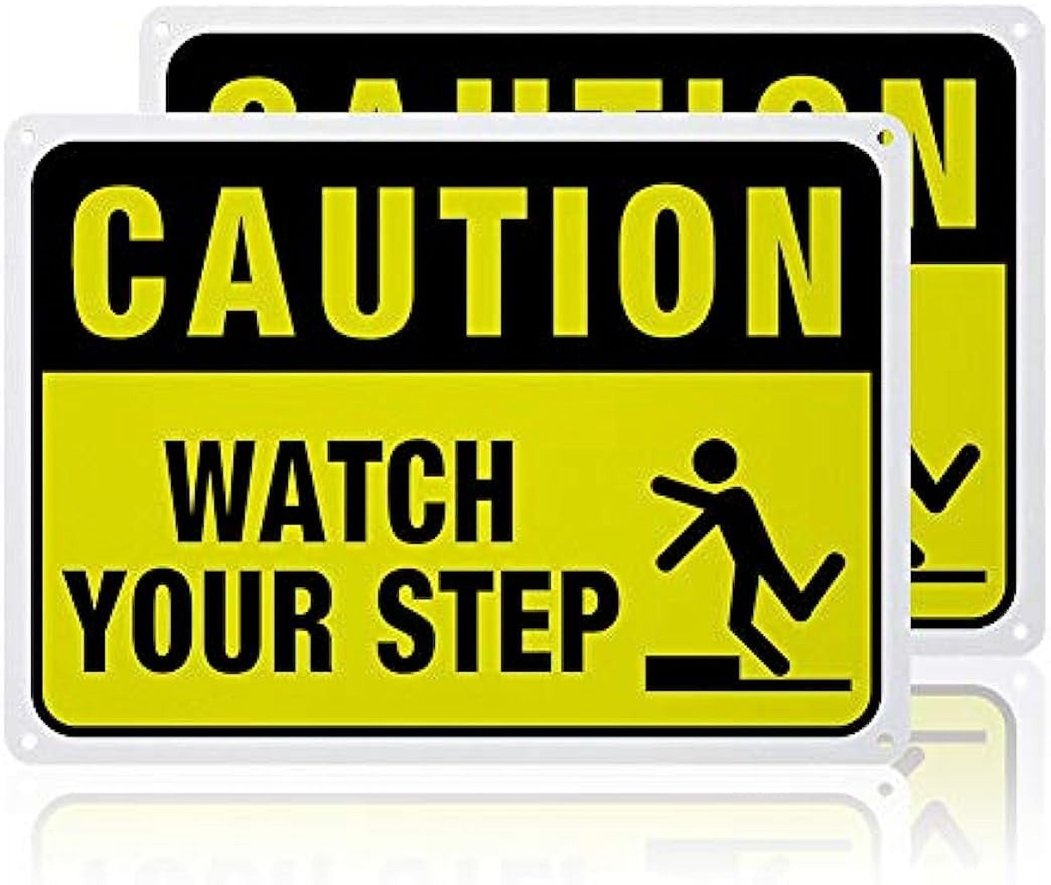NOBRAND Watch Your Step Caution Sign, 2 Pack, Aluminum, Warning Safety ...