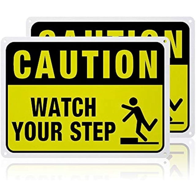 2pc 2 Pack Watch Your Step Caution Sign 40 Mil Aluminum Security ...