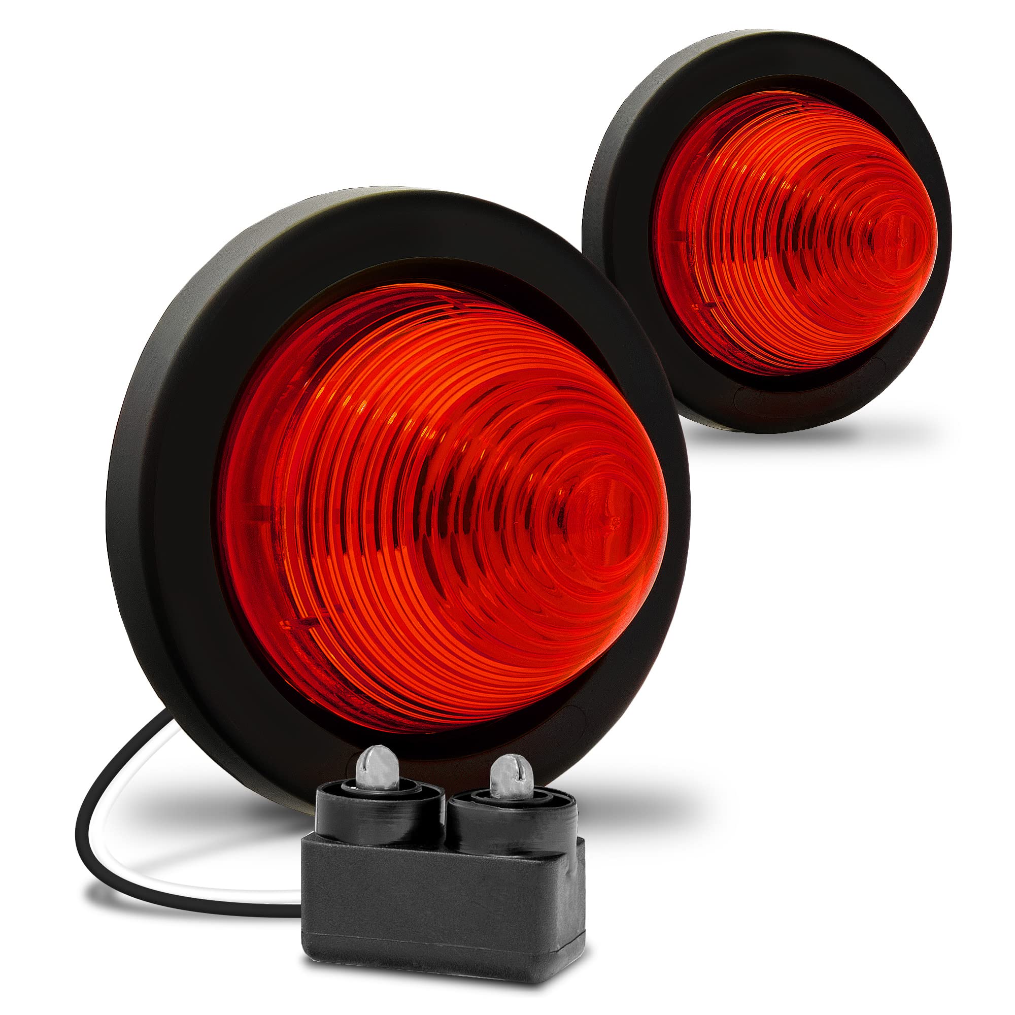 2pc 2" Round Red Beehive LED Trailer Marker Light [DOT FMVSS 108] [SAE ...