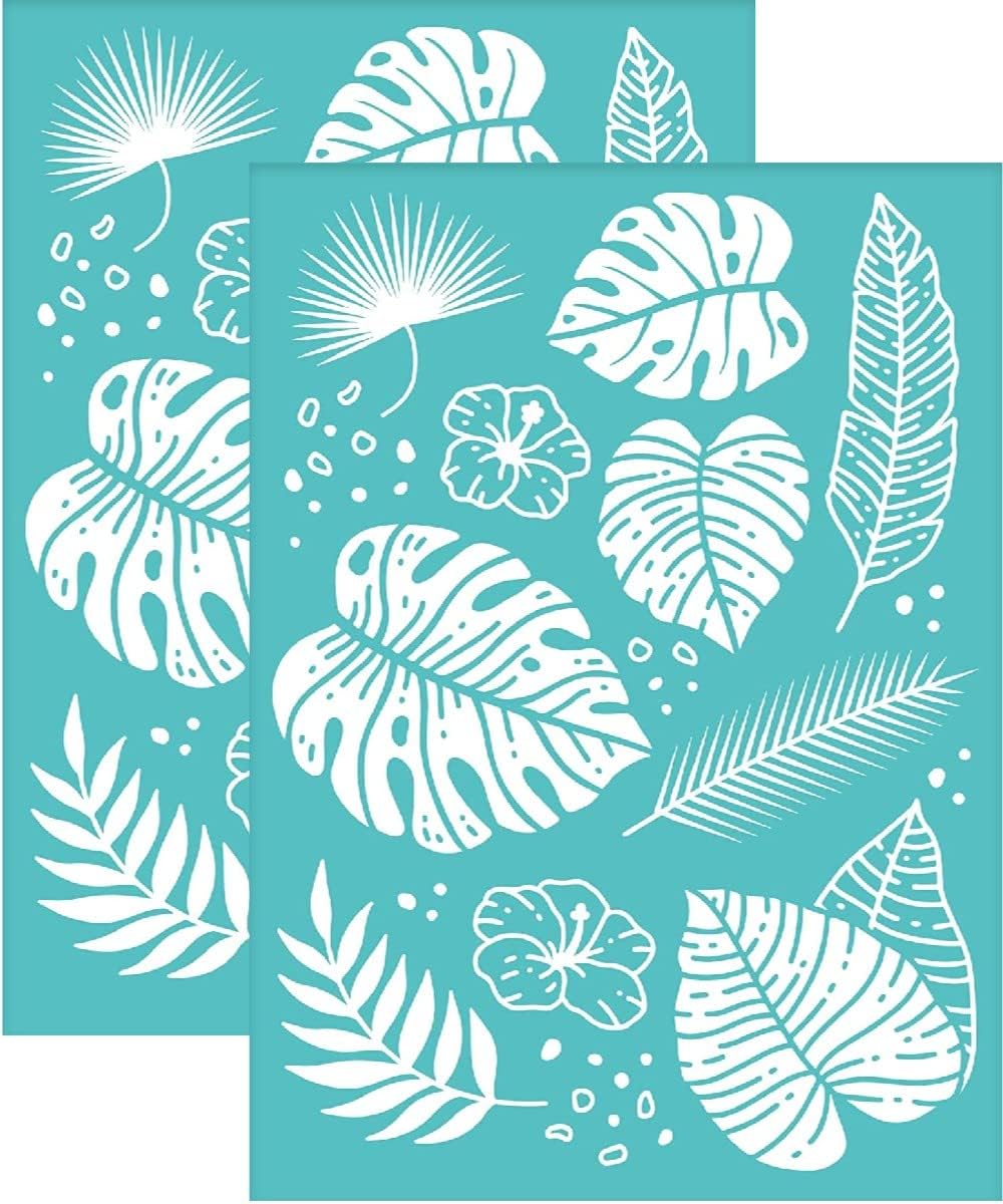 2pc 2pcs Self-Adhesive Silk Screen Printing Stencil Various Leaf ...