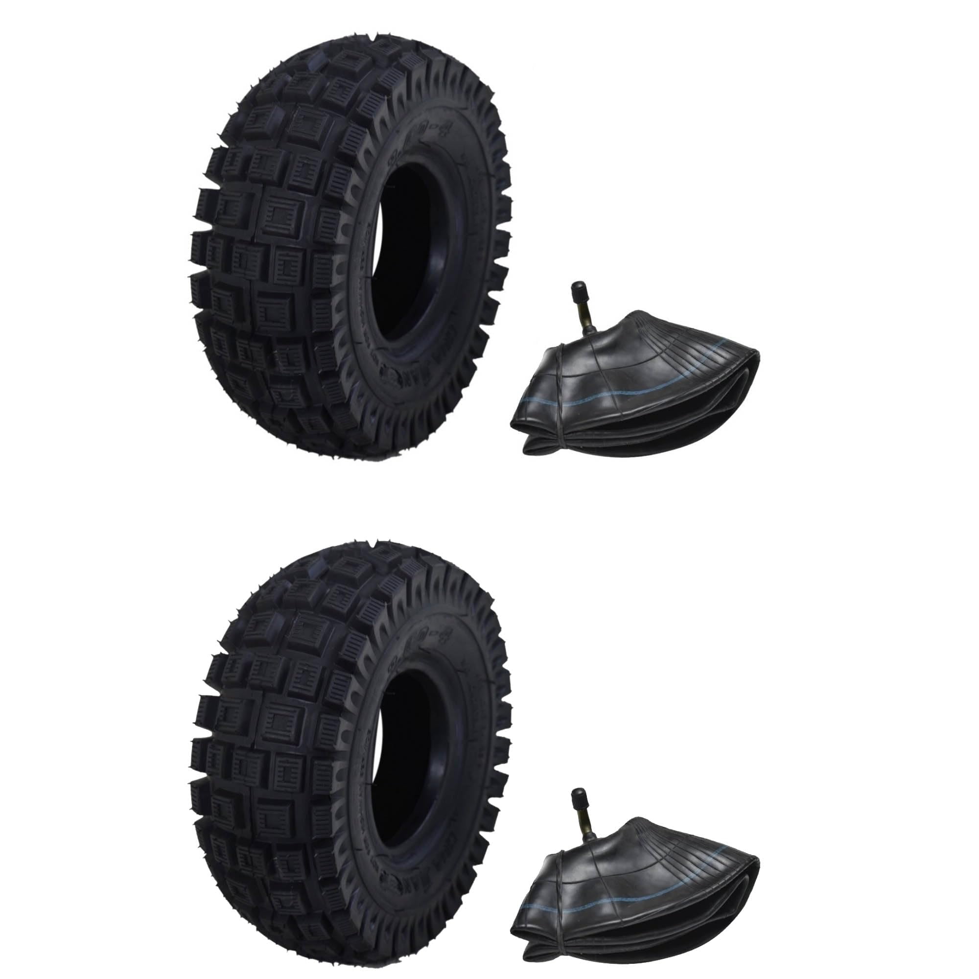 2pc 3.00-4 (10"x3", 260x85) Tire & Inner Tube Knobby Tread for Go Kart ...