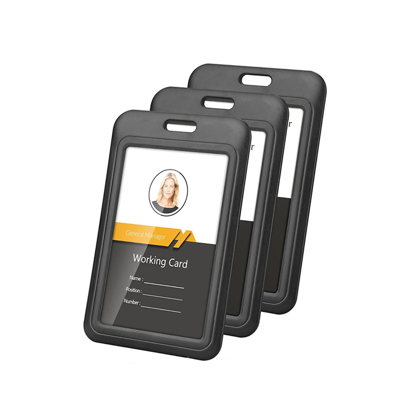 (2pc)3 Pack Sliding Black ID Badge Holder Heavy Duty ID Badge With ...