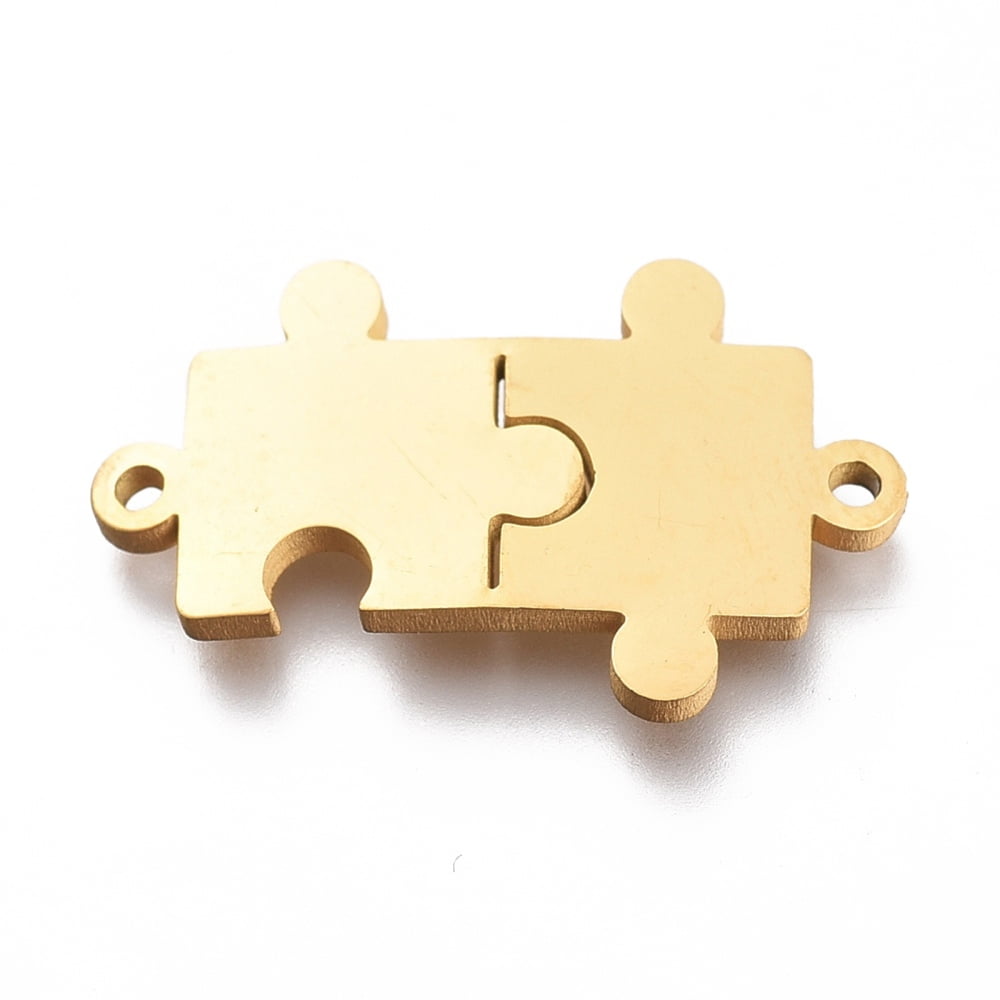 2pc 304 Stainless Steel Links Connectors Laser Cut Jigsaw Puzzle Golden ...