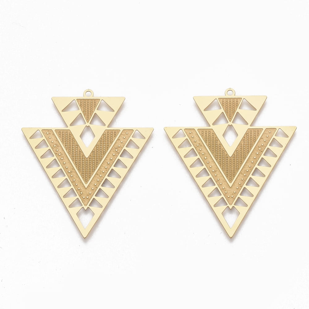 2pc 304 Stainless Steel Pendants Triangle Golden 45x38x0.5mm Hole: 1 ...