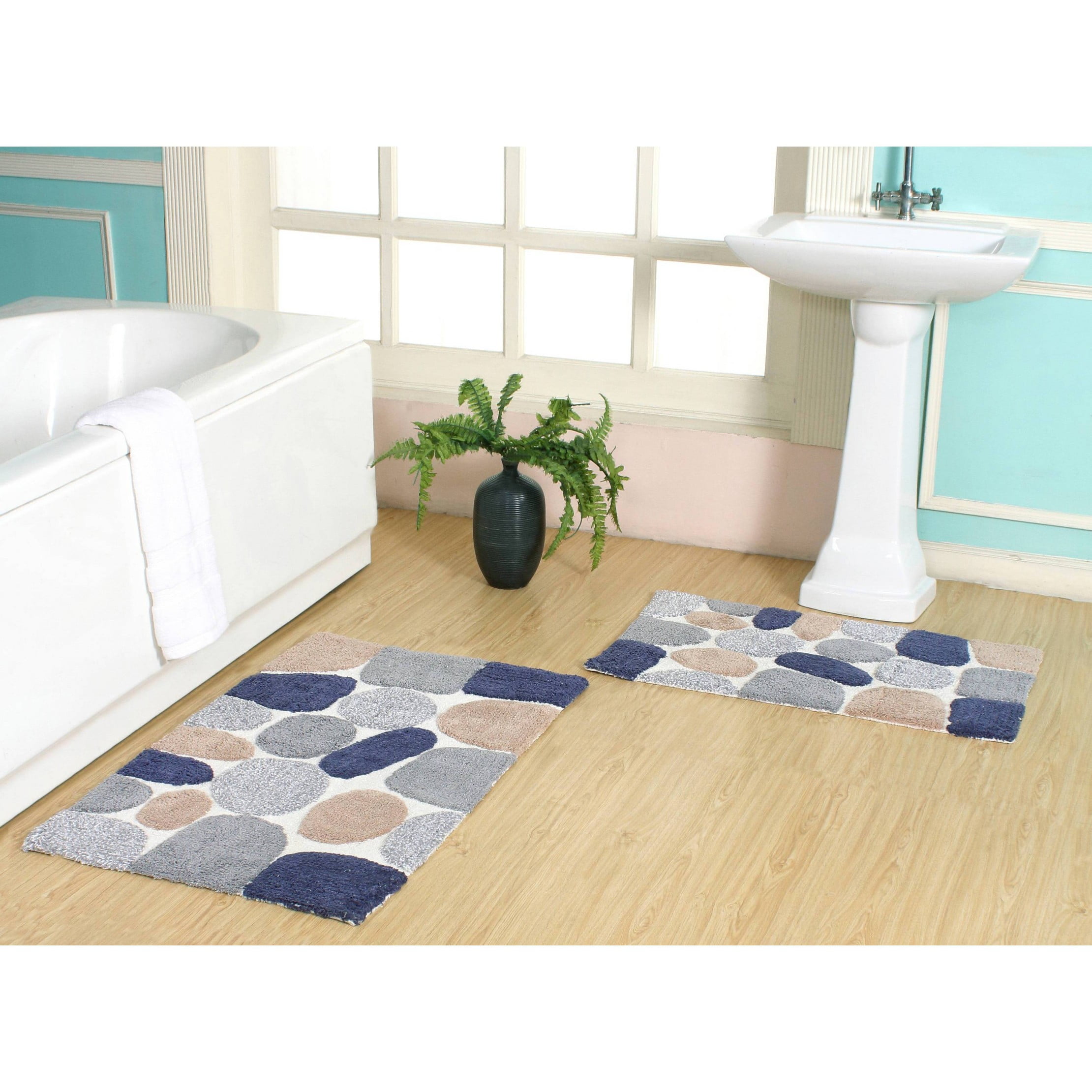 2pc 32"x20" Pebbles Bath Rug Set Gray/Blue - Walmart.com