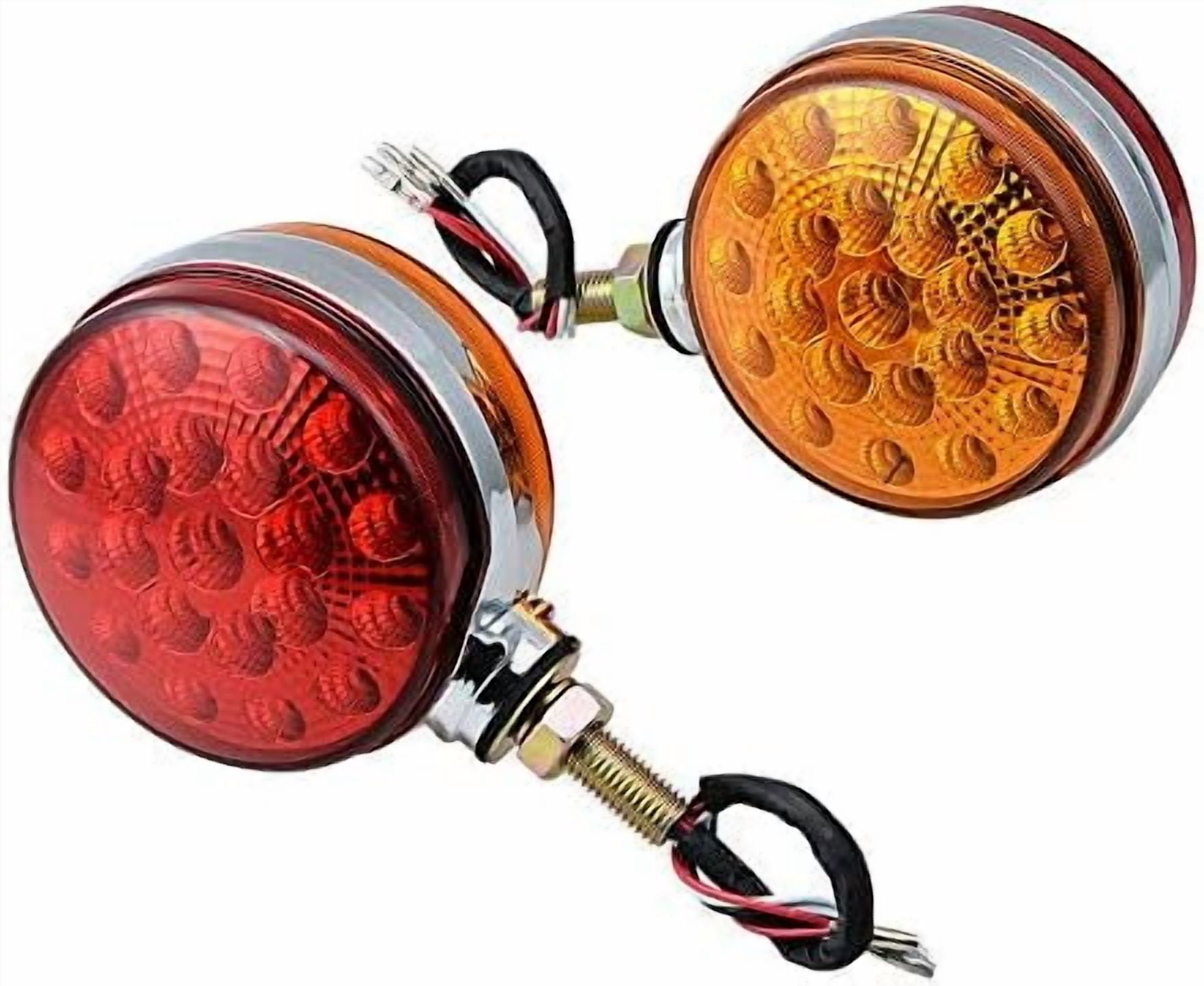 2pc 4" Round Double Face Single Stud Mount Red/Amber 42-LED Fender ...