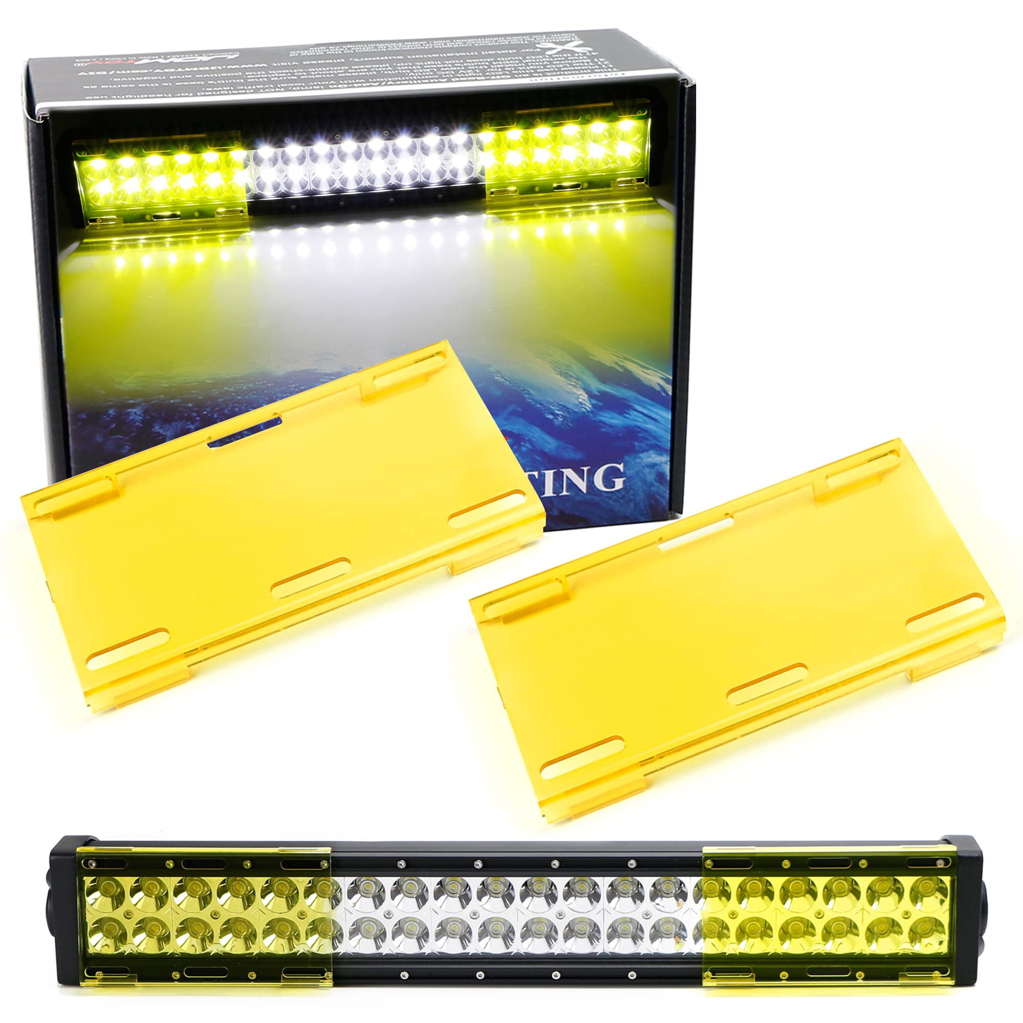 2pc 6-Inch 2500K Selective Yellow Colored Dual-Row LED Light Bar Lens ...