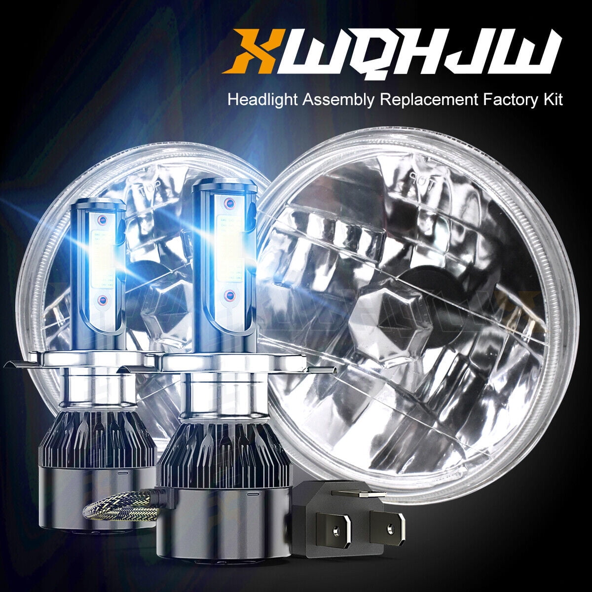 2pc 7'' Inch LED GLASS Headlight Round, ORIGINAL CLASSIC LOOK ...
