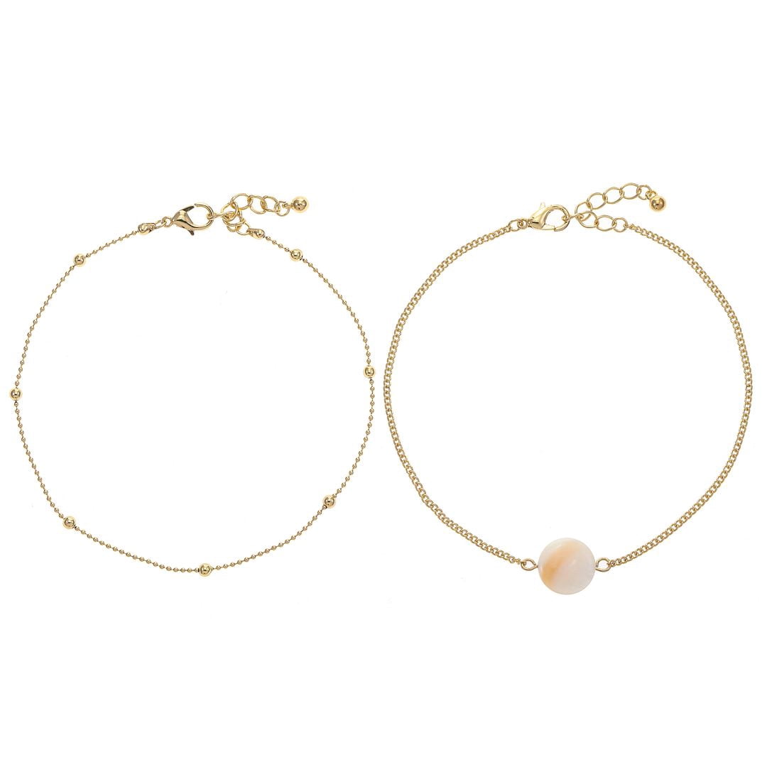 2pc 9 1/2"+1" Anklet White Gold - Walmart.com