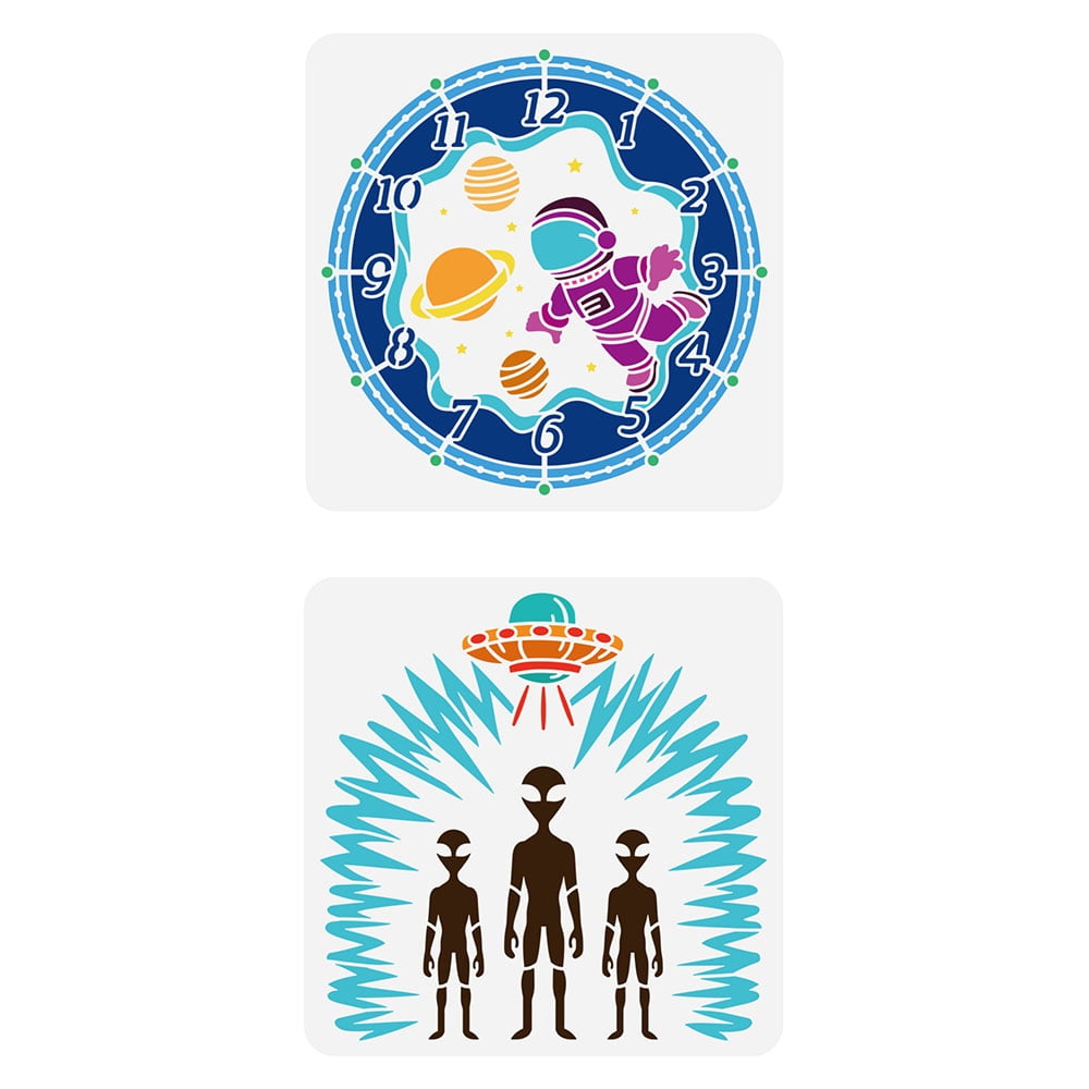 2pc Alien UFO Painting Stencil 11.8x11.8 inch Reusable Aliens Pattern ...