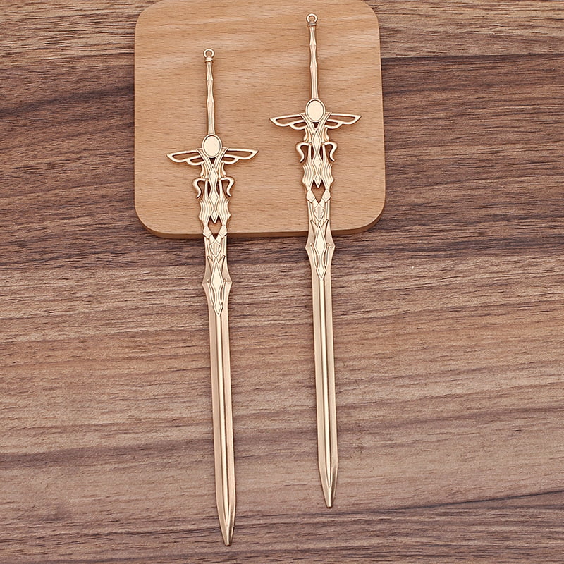 2pc Alloy Sword Hair Sticks with Loop Cabochon Settings Long-Lasting ...