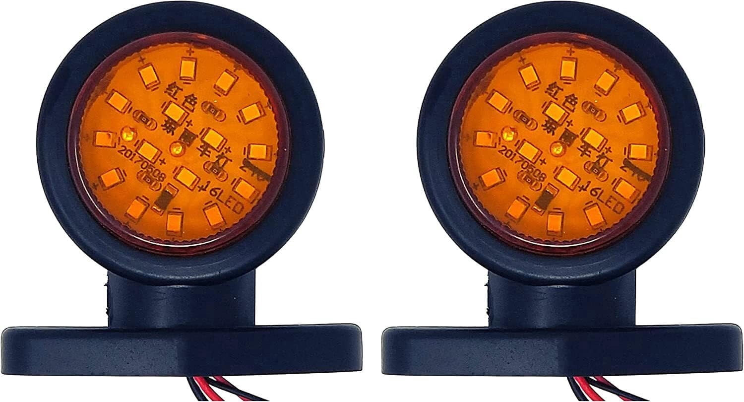 2pc Amber/Red 32-LED Face Rubber Mount Short Pedestal Fender Side ...