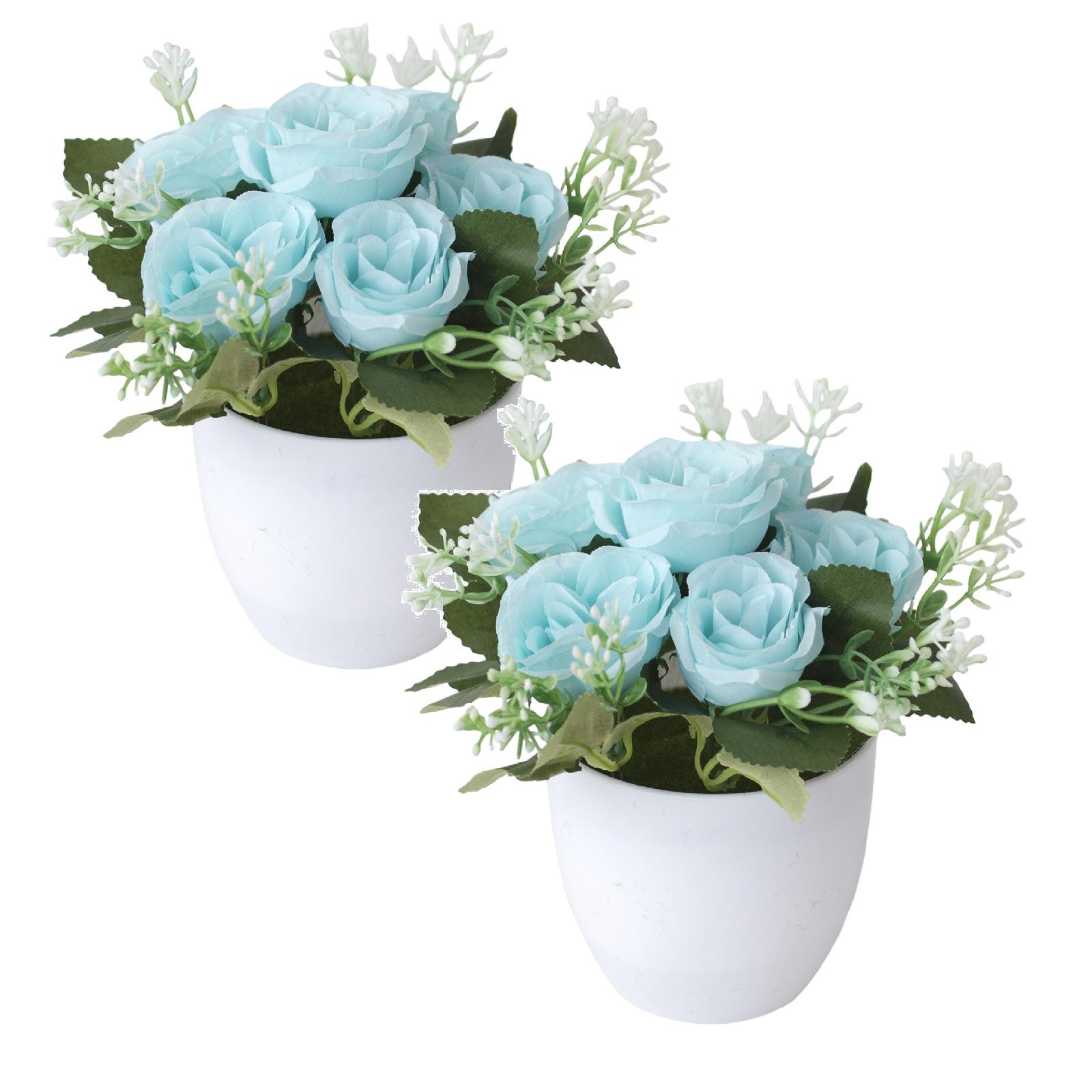 2pc Artificial Flowers in Pot Verdsylv Faux Rose Flower Arrangement in ...