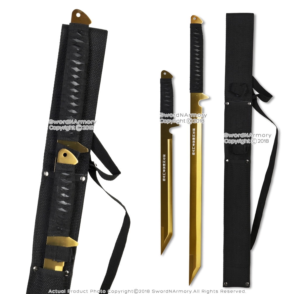2pc. Black/Gold/Silver/Rainbow Machete Set Shinobi with Nylon Sheath ...