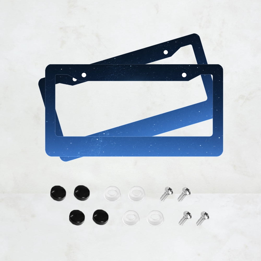 2pc Blue and White Starry Sky Pattern 2-Hole License Plate Frame ...