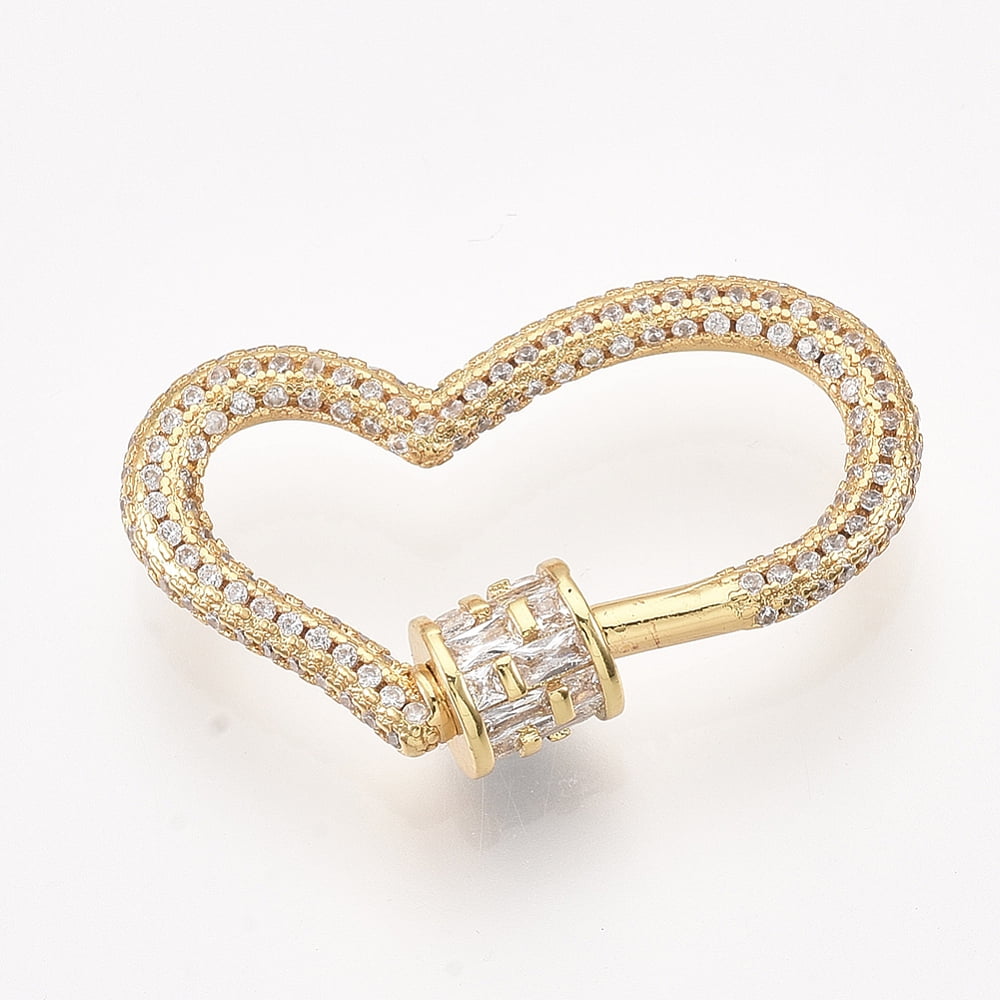 2pc Brass Micro Pave Cubic Zirconia Screw Carabiner Lock Charms for ...