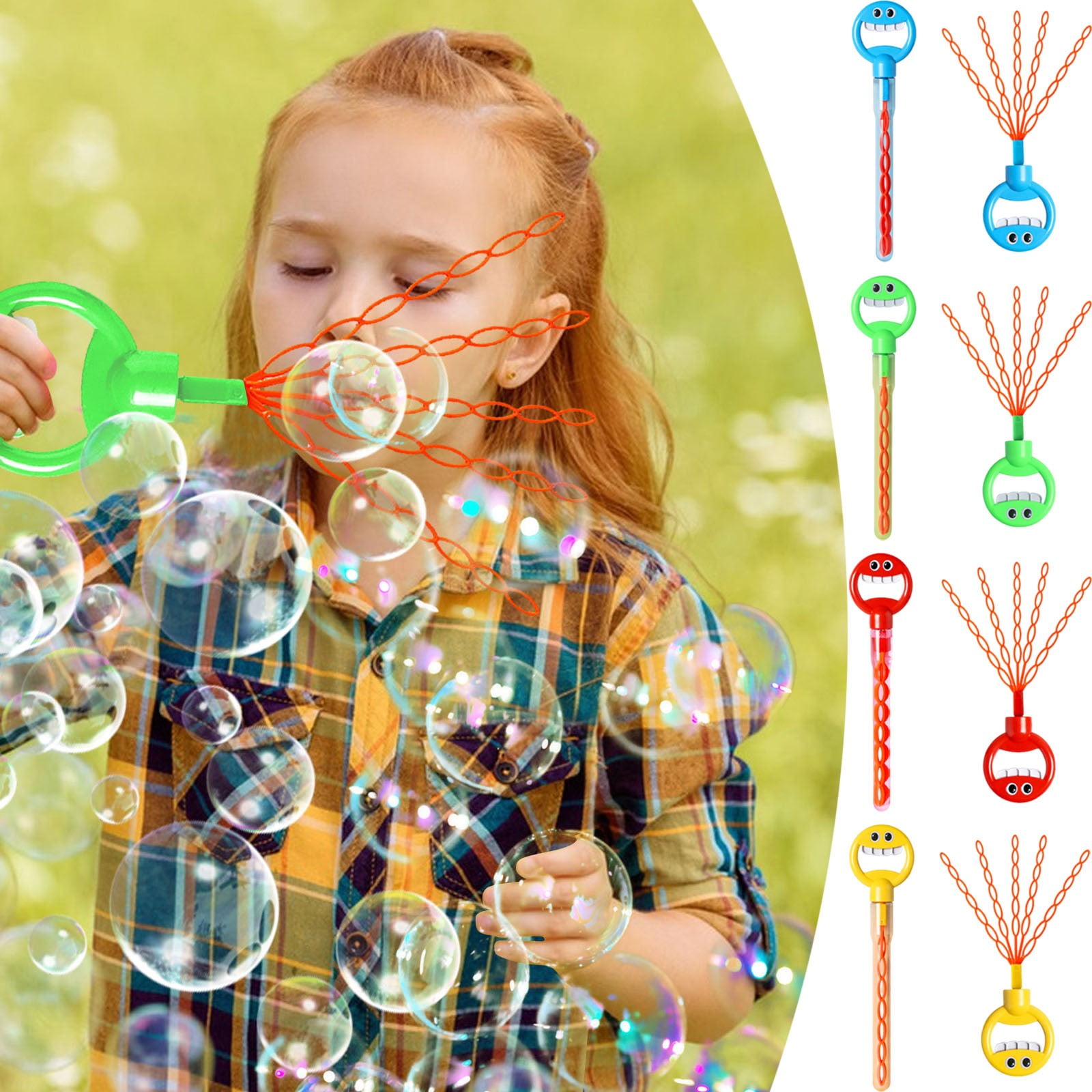 2pc Bubble Wand 32 Hole Smiling Face Bubble Wand Kids Outdoor Game Toy ...