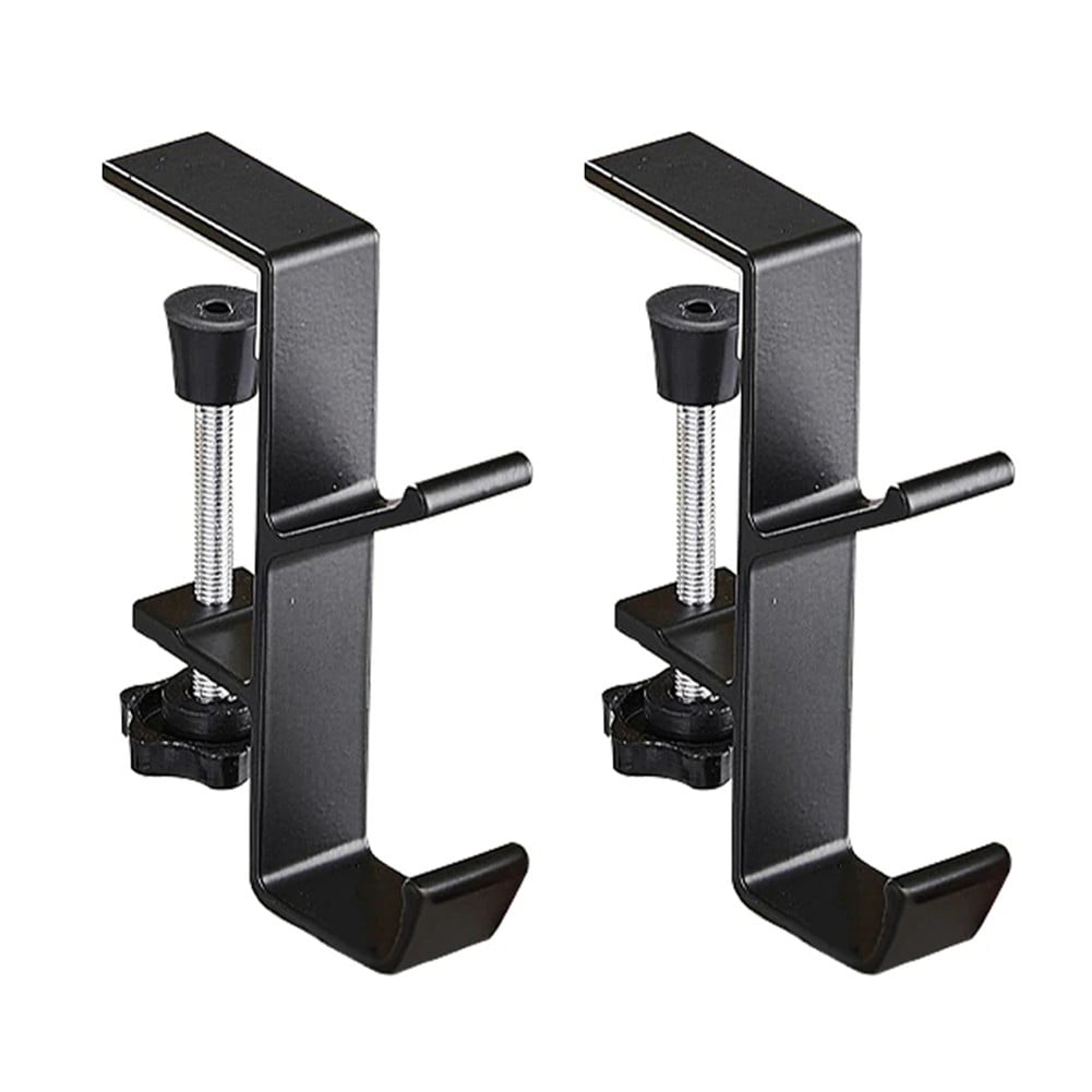 2pc Clamp-On Under Desk Headphone Holder Backpack Hook With Adjustable ...